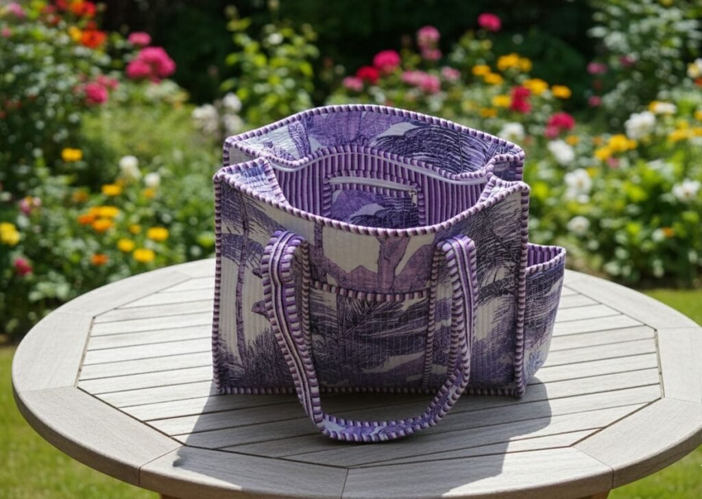 Tote Bag with zip – Quilted Cotton 14X16 inches – Indiva Kraft